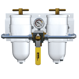 Dual Manifold Turbine Series 500 Diesel Filtration - with Metal Bowl