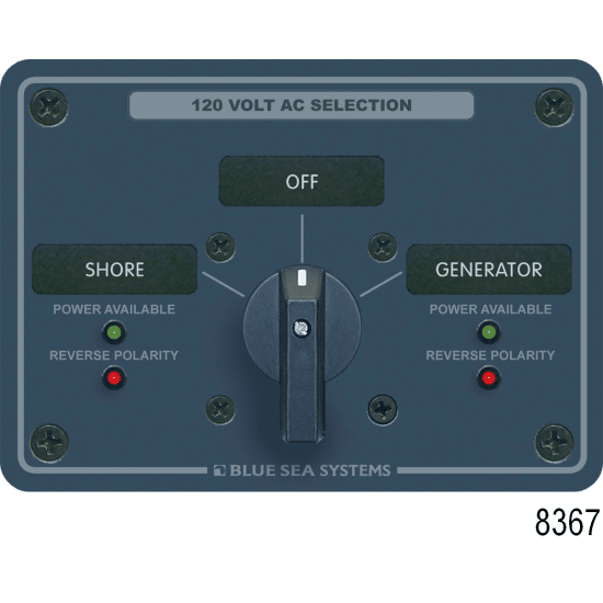 No. 9009 120V AC 2-Source Selector Rotary Switch & Panels - 30A - Blue ...