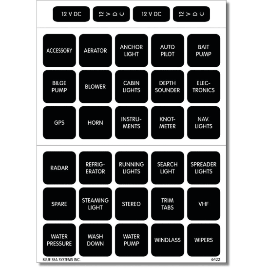 Panel Labels - Square Format - Blue Sea Systems | Fisheries Supply