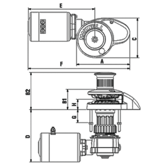 Maxwell RC8-8 Rope & Chain Windlass - Vertical | Fisheries Supply