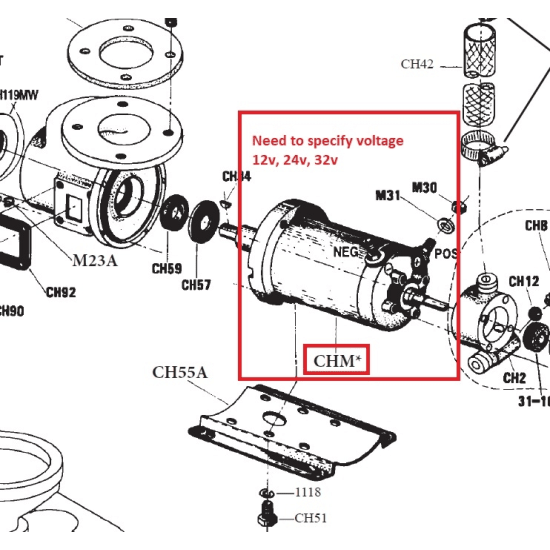Crown Head Replacement Motors - Raritan | Fisheries Supply