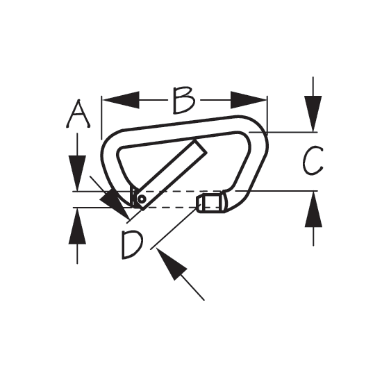 High Strength Asymmetric Carabiner - Toothless, Key-Lock System - Sea ...