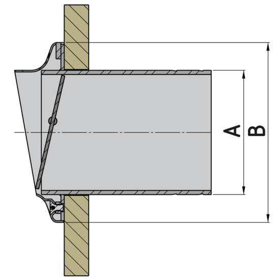 Stainless Steel Transom Exhaust Connections w/ Flapper 1-9/16" Hose ID ...