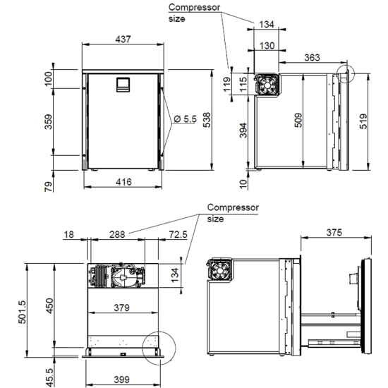 Vitrifrigo Drawer 49 Clean Touch SS INOX Refrigerator Freezer ...