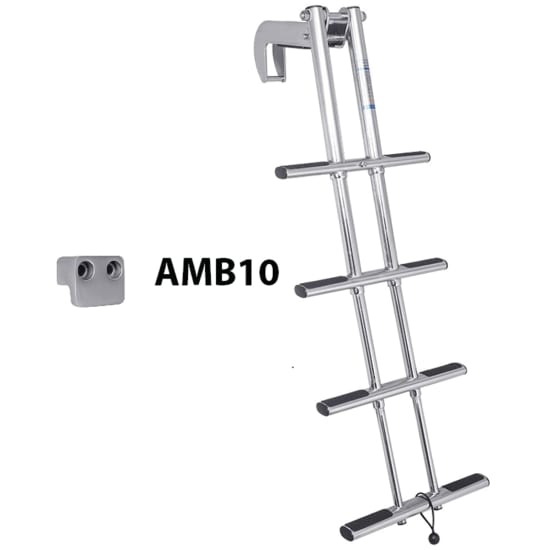Stainless Steel Telescoping Dive Door Ladder Wall Mount White Water