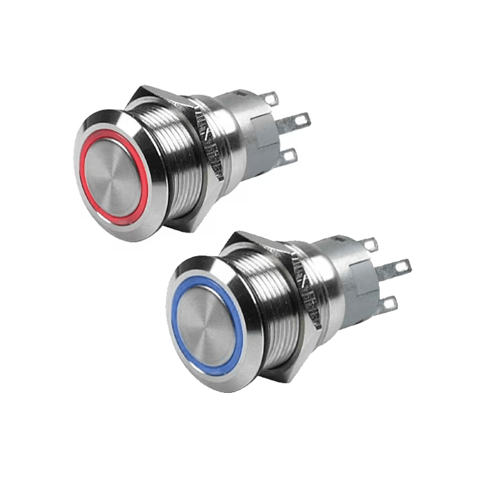 Stainless Steel Push-Button Dash or Panel Switch - LED Indicator