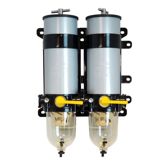 1000FV Double Turbine Diesel Fuel Filters - w/ Heaters, Clear Bowls