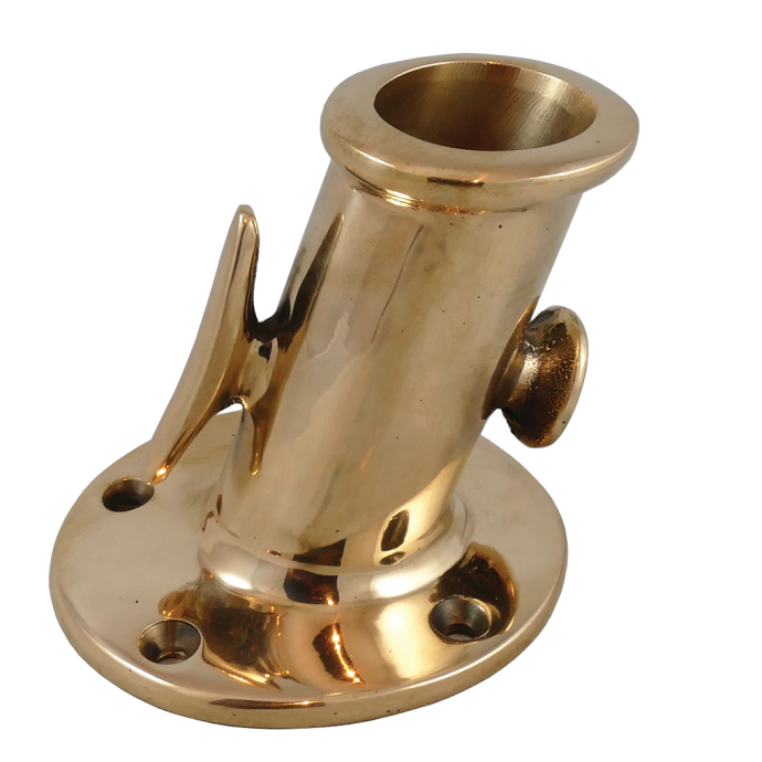 Raked Flag Pole Socket - with Cleat & Button