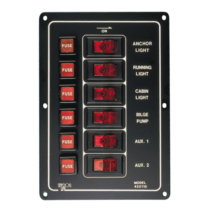 4 & 6 Rocker Switch DC Fuse Panels - Sea-Dog Line | Fisheries Supply