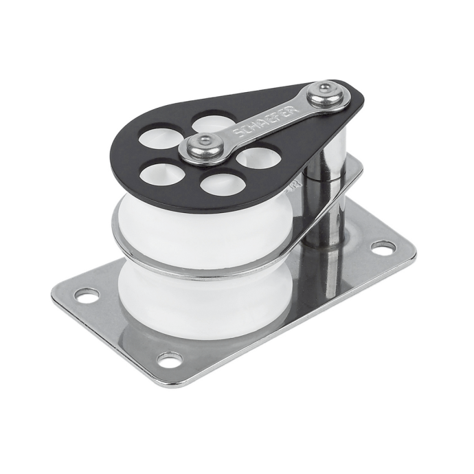 Schaefer Marine 37 mm Flat Base Double Cheek Block | Fisheries Supply