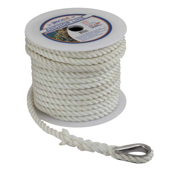 Anchor Line - 3-Strand Nylon with Pre-Spliced Thimble