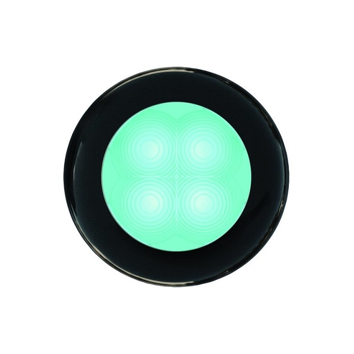 Hella Slim Line LED Round Lamp - Cyan Lamp, Black Trim | Fisheries Supply