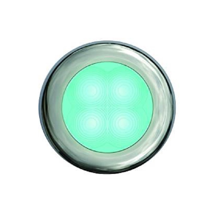 Hella SlimLine LED Round Lamp - Cyan Lamp, Chrome Trim | Fisheries Supply