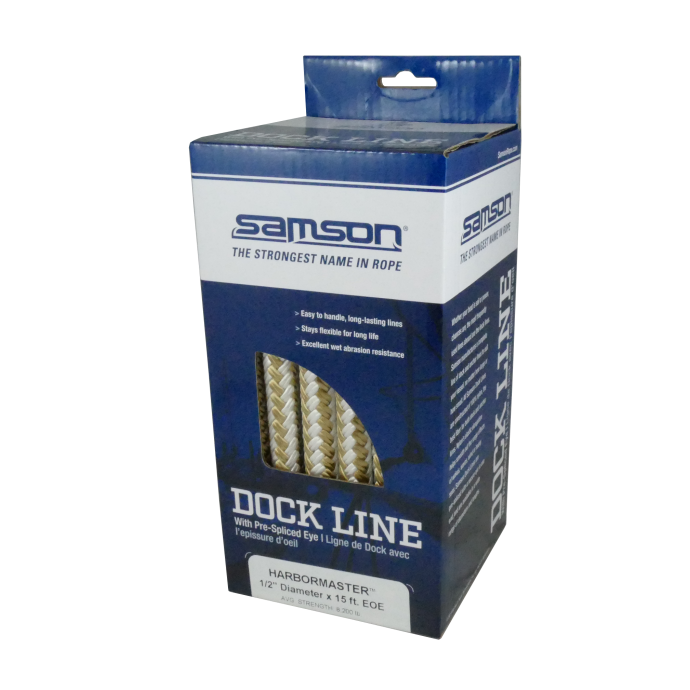 3/8" Harbormaster Dock Line, 25 ft White/Gold - Samson | Fisheries Supply