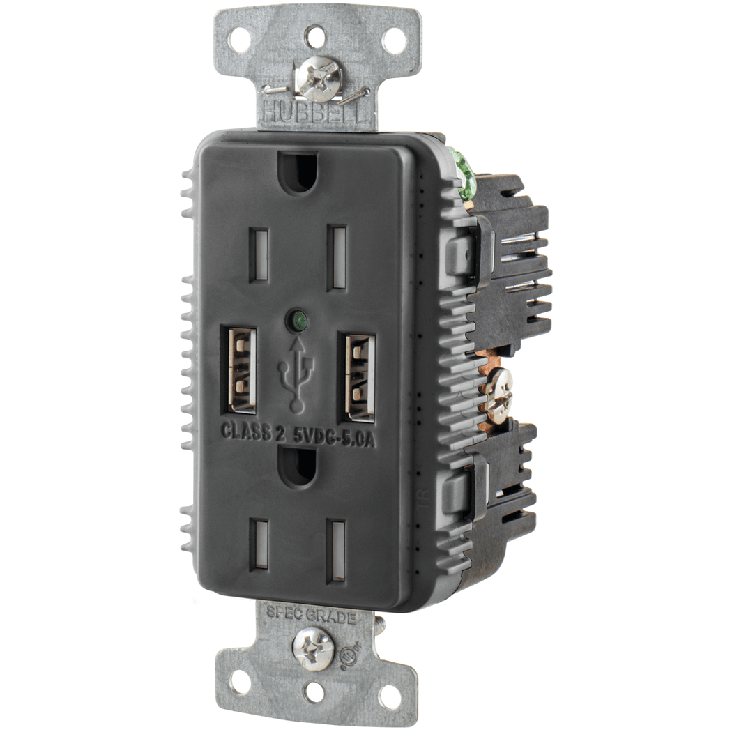 Duplex Receptacle with Dual USB Charging Ports