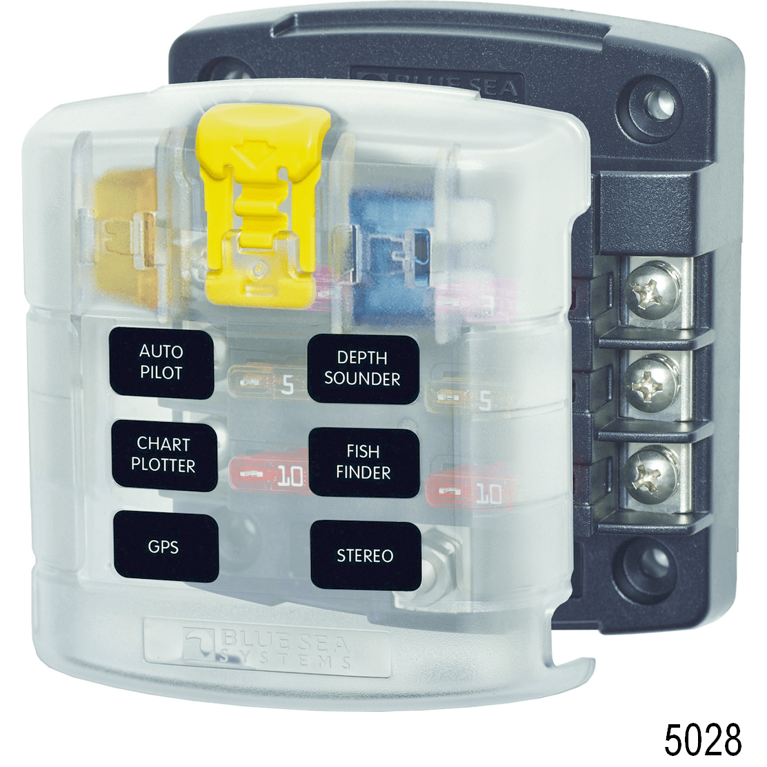 Blue Sea Systems 5025 - 6-Circuit ST-Blade Fuse Blocks w/Negative Bus ...