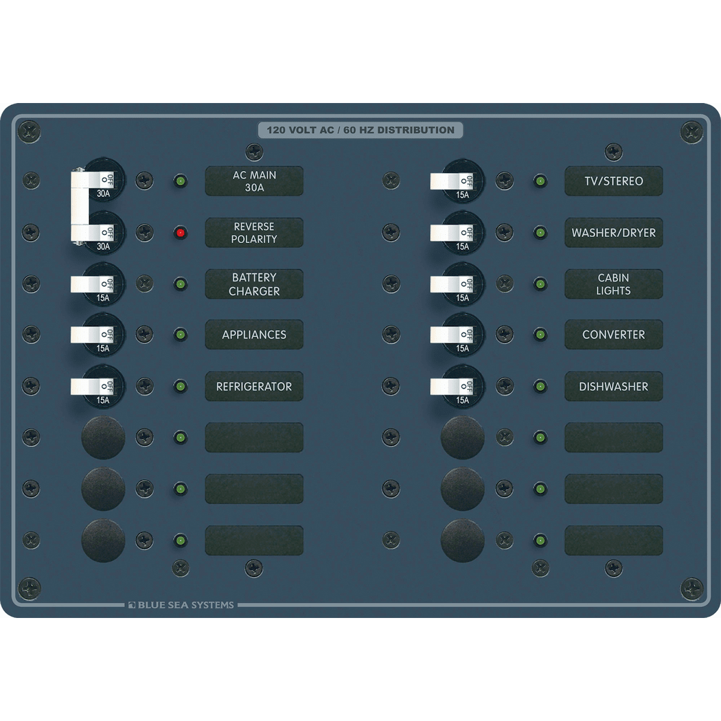 AC Main + Additional Positions Horizontal Circuit Breaker Panel - Blue ...