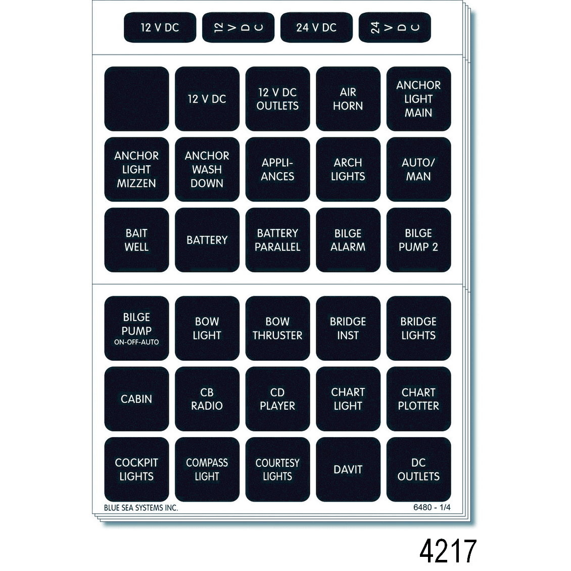 Panel Labels - Square Format - Blue Sea Systems | Fisheries Supply