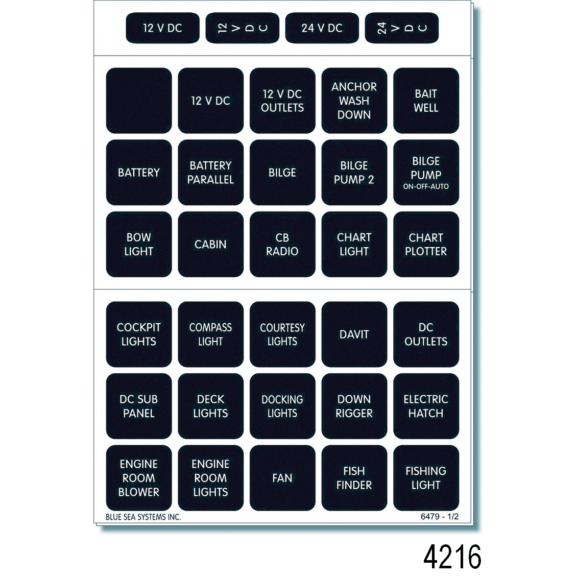 Panel Labels - Square Format - Blue Sea Systems | Fisheries Supply