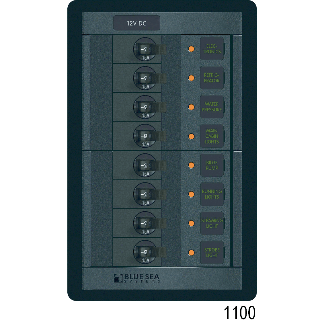 360 Panel System DC Breakers No Meters - 8 Positions - Blue Sea Systems ...
