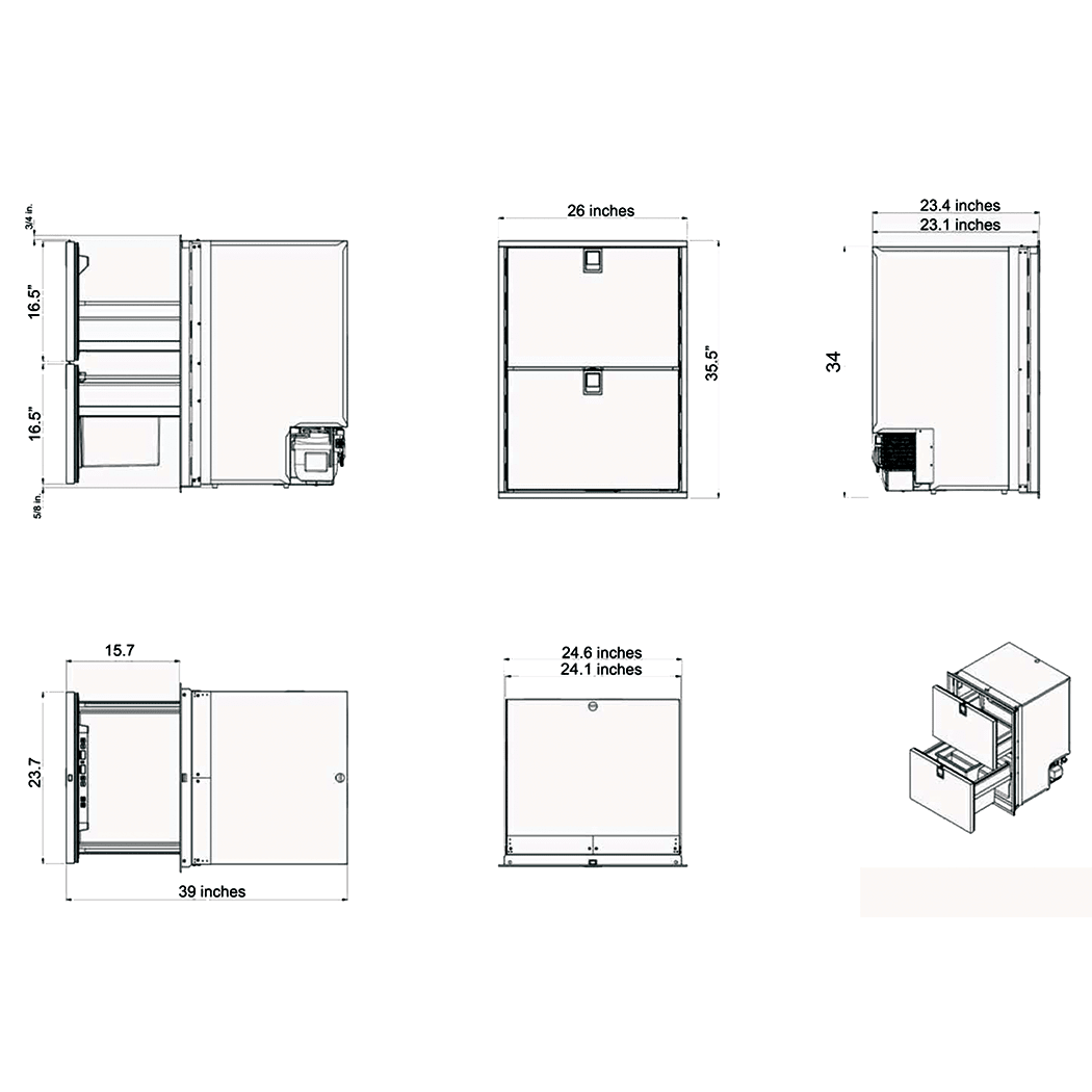 Isotherm Drawer 160 SS Refrigerator w/ Freezer | Fisheries Supply