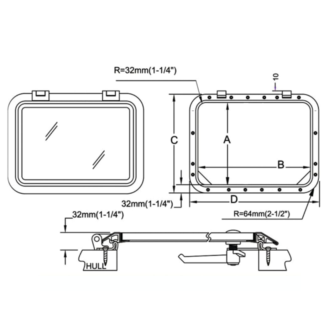 Low Profile Deck Hatch - Inside Opening