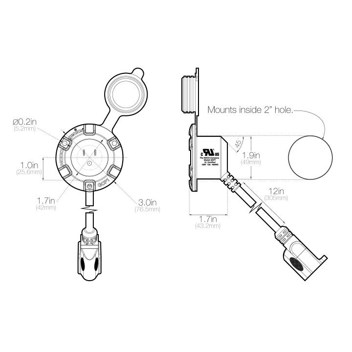 Noco Genius GCP1 - 12A 125V AC Port Plug | Fisheries Supply