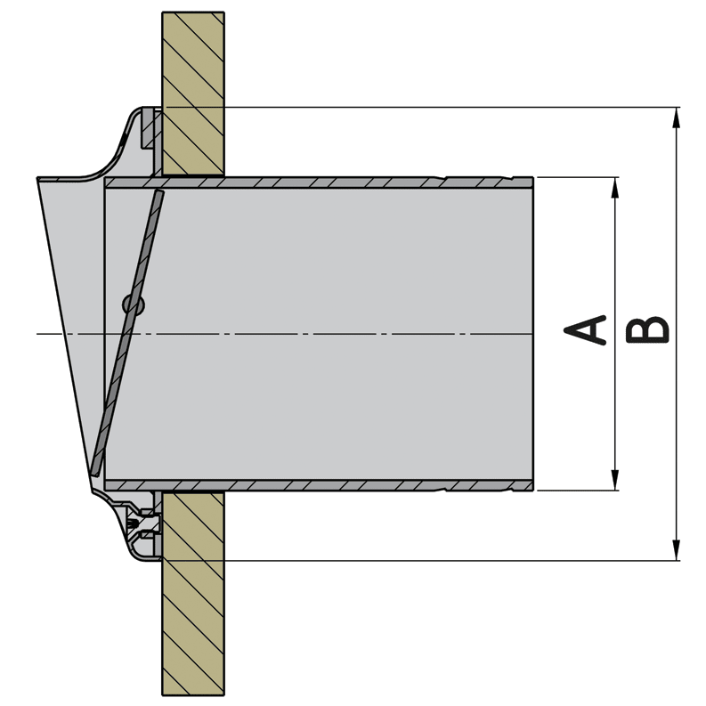 Stainless Steel Transom Exhaust Connections w/ Flapper 1-9/16" Hose ID ...